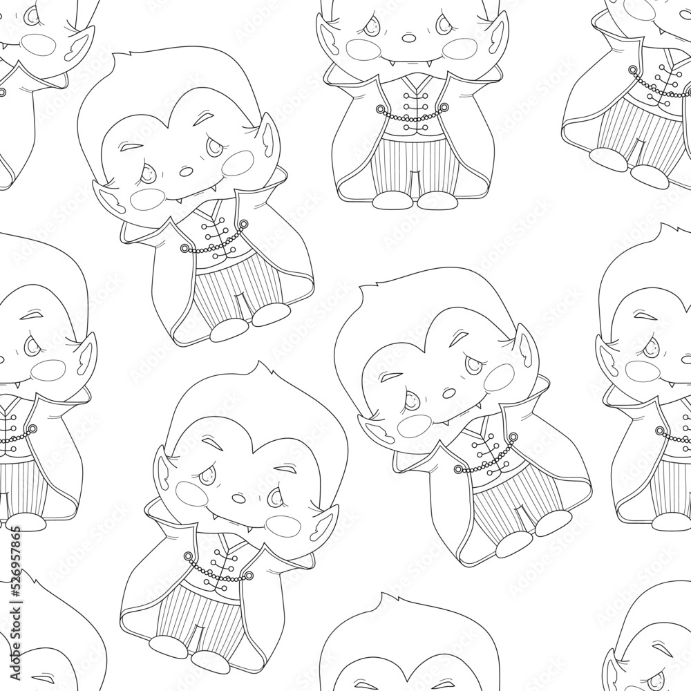 Cute cartoon baby vampire character seamless pattern template ...