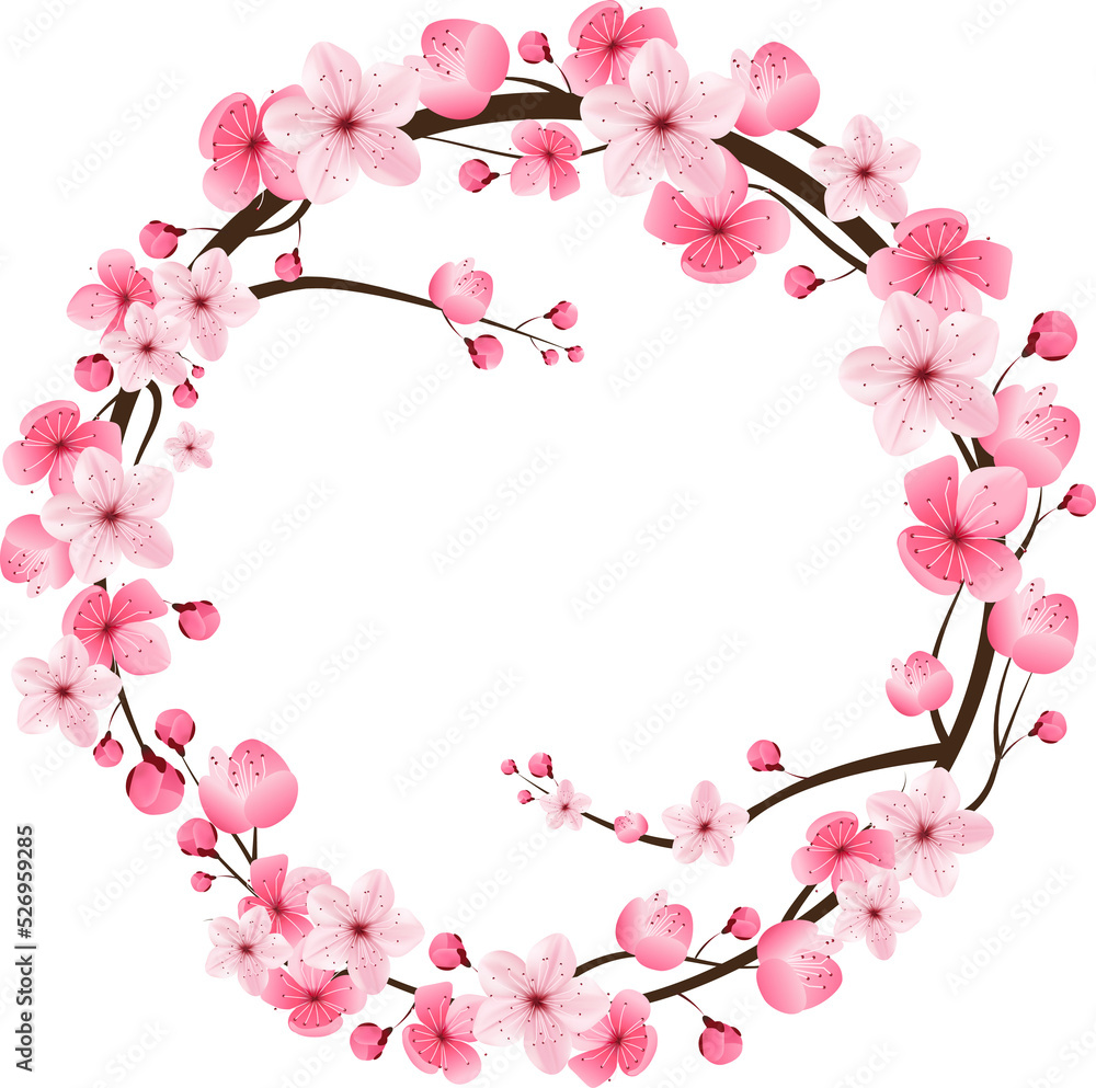 pink cherry blossom border Stock Illustration | Adobe Stock