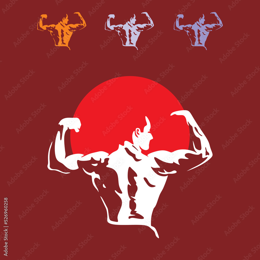 body building logo, silhouette of strong man with healthy body vector ...