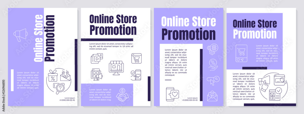 Online store promotion purple brochure template. Marketing. Leaflet ...