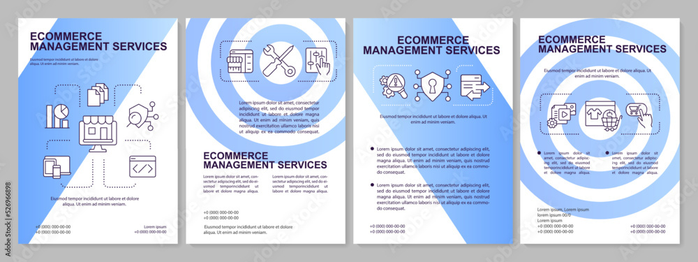 Ecommerce Management Services Blue Gradient Brochure Template Leaflet Design With Linear Icons