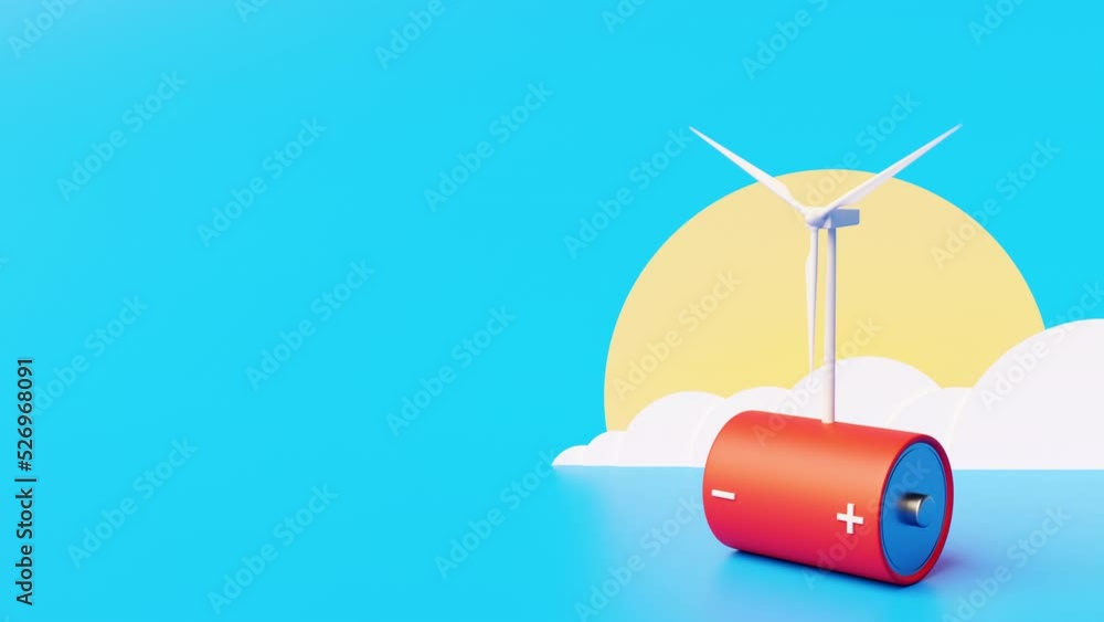 Wind turbine and battery to generate renewable and sustainable energy ...