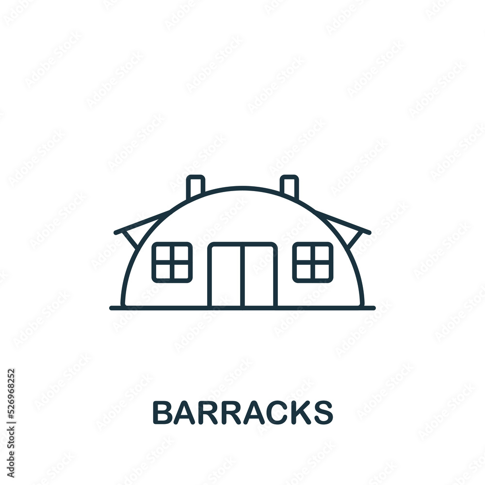 Barracks icon. Line simple line War icon for templates, web design and ...