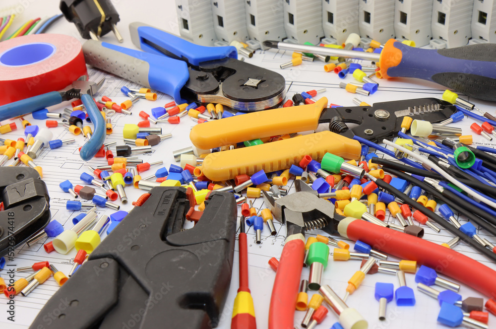 Electrical tools and materials for the installation of an electrical ...