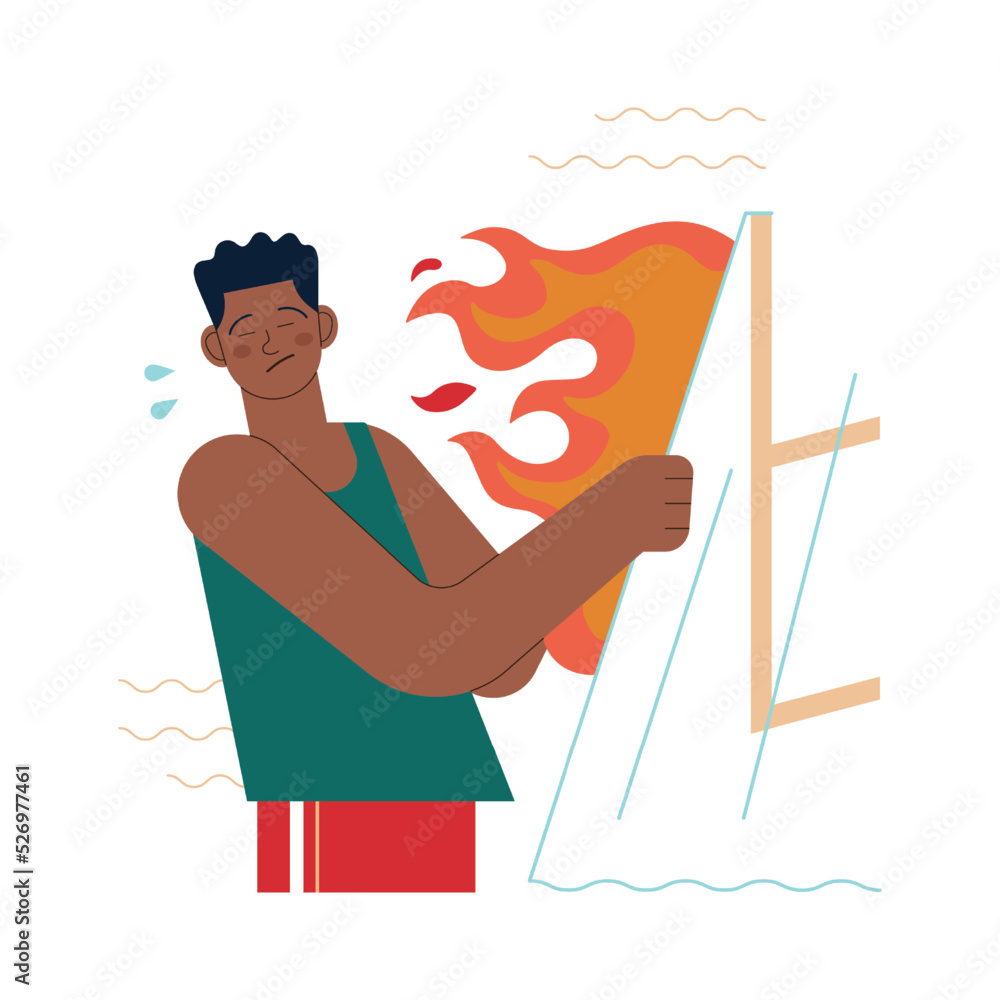 Heat wave. Characters suffering from heat. Global warming Stock Vector ...