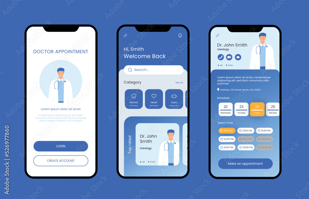 Modern and professional mobile app UI design for healthcare and booking ...