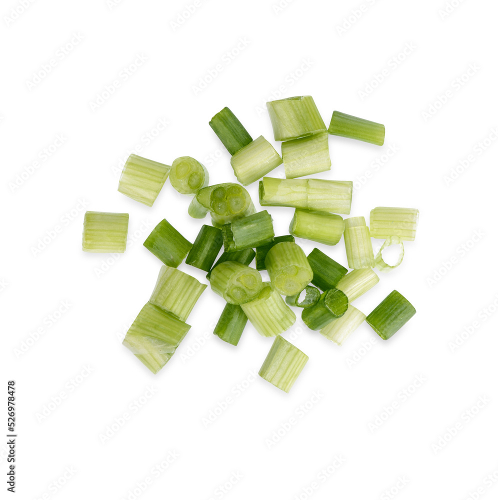 Green spring onions sliced isolated on transparent background. (.PNG ...