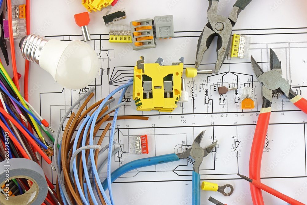 Electrical tools and materials for the installation of an electrical ...