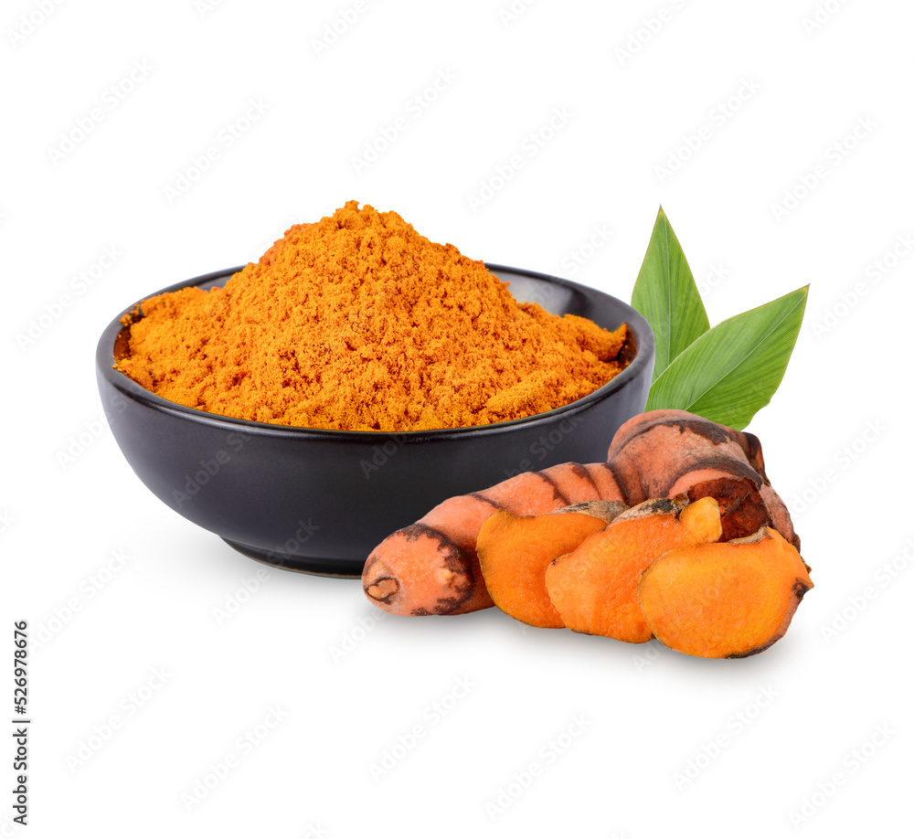 Fresh turmeric with leaves isolated on transparent background. (.PNG ...