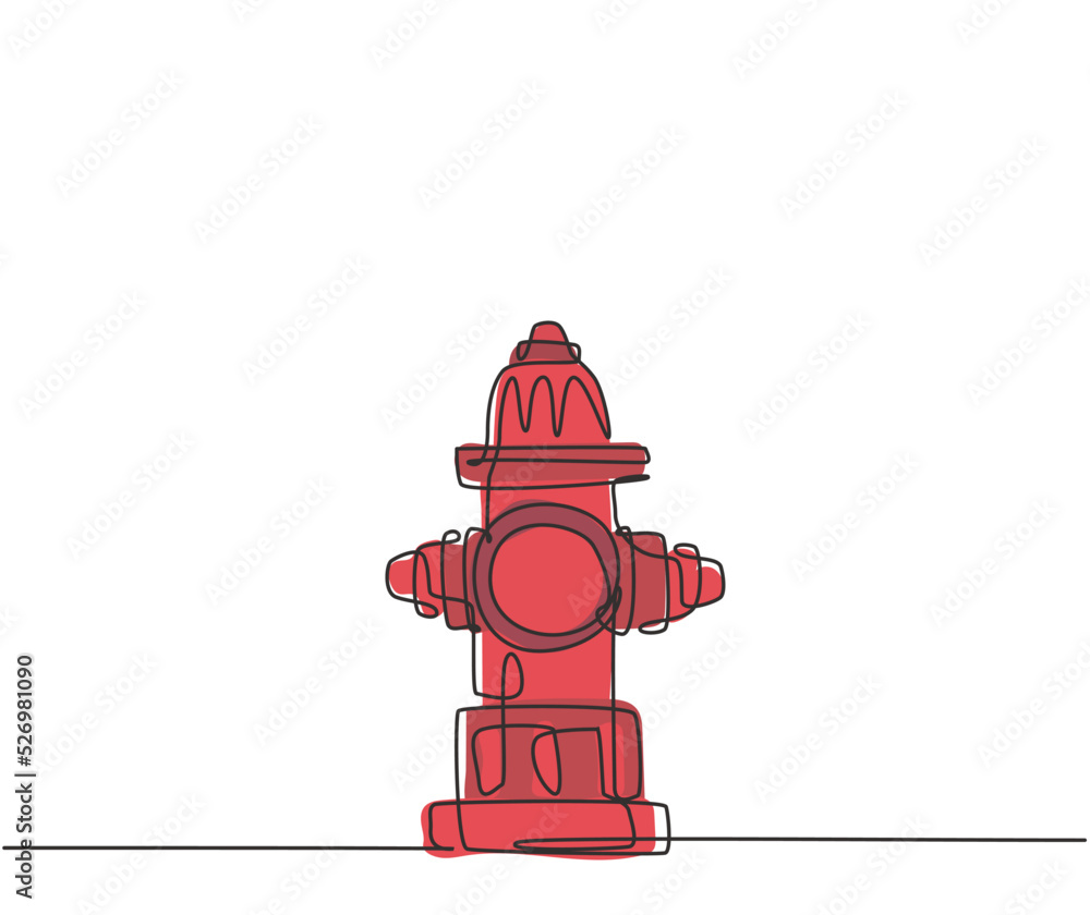 Single one line drawing of The hydrant on the side of the road is used ...