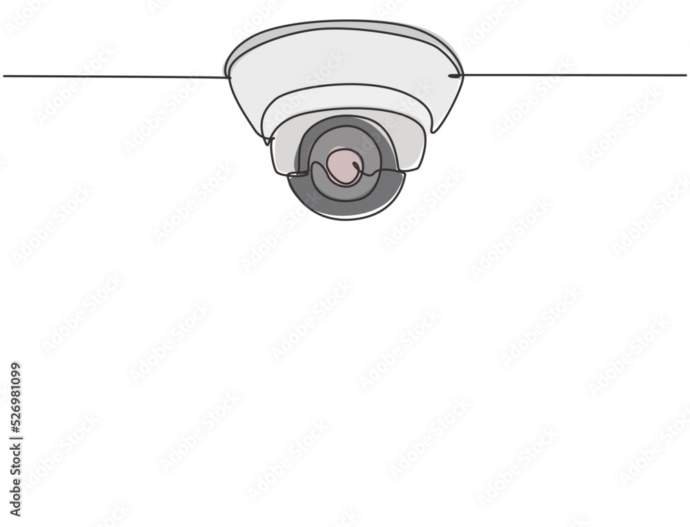 Single one line drawing of cctv located on the ceiling of the office to ...