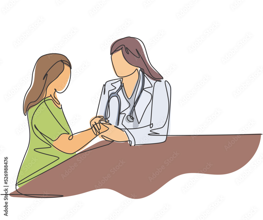 Continuous line drawing of female obstetrician and gynecologist doctor ...