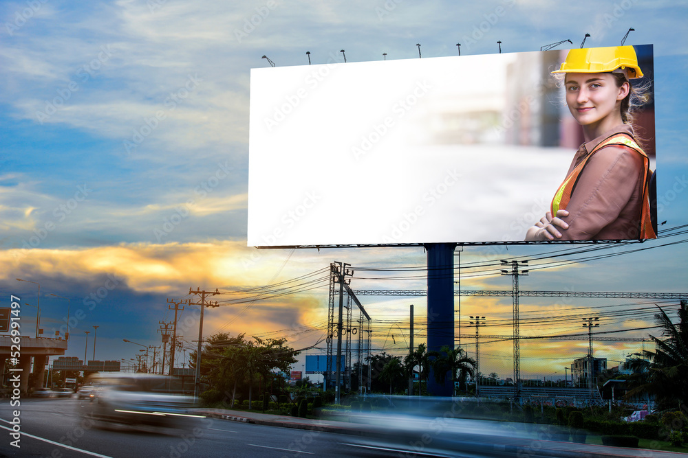 confident Caucasian woman engineer wearing yellow safety helmet ...