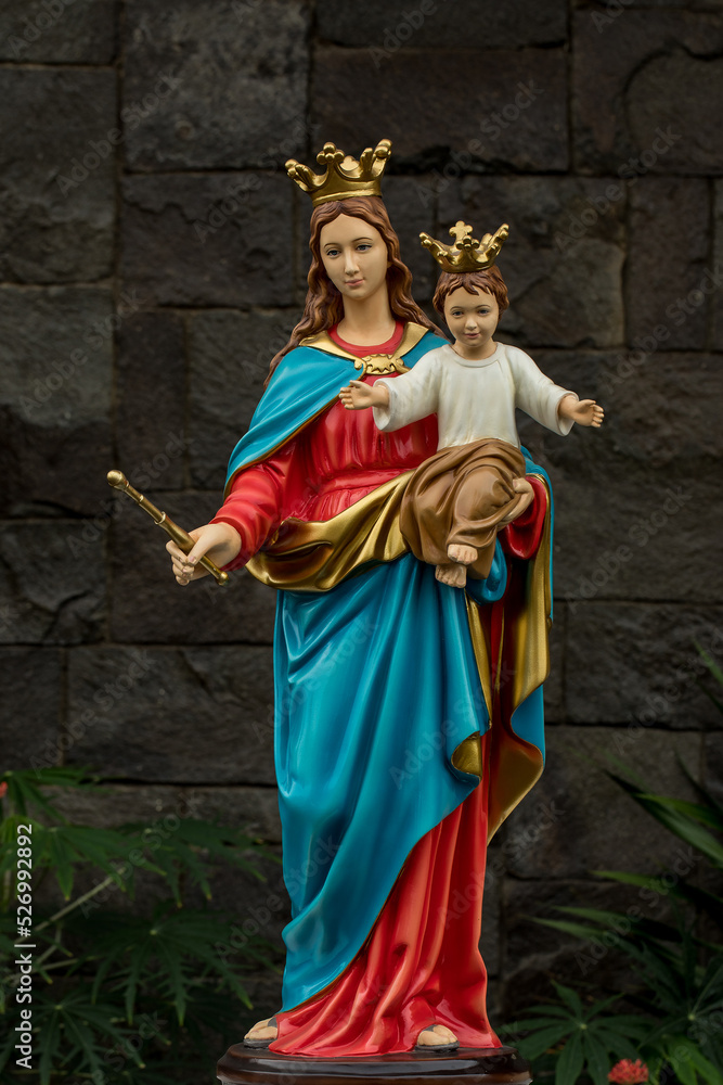 The beautiful statue of Mary Help of Christians in Monastery Wisma ...