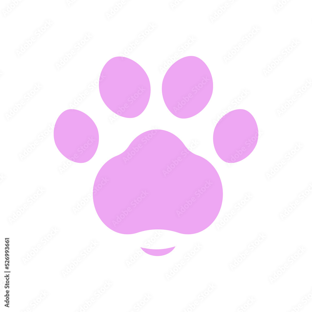 Animal paw vector. Cat dog paw pink isolated on white. Paw template ...