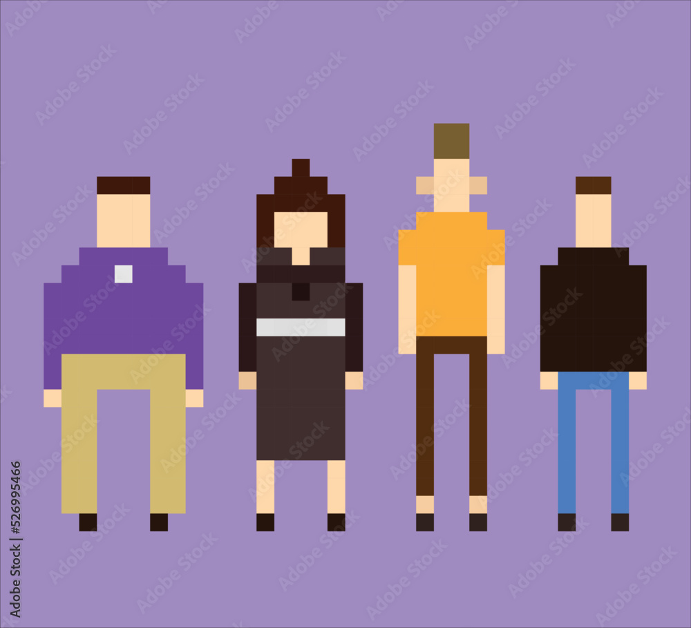 8 bit vector characters. Isolated background. Old school game art Stock ...