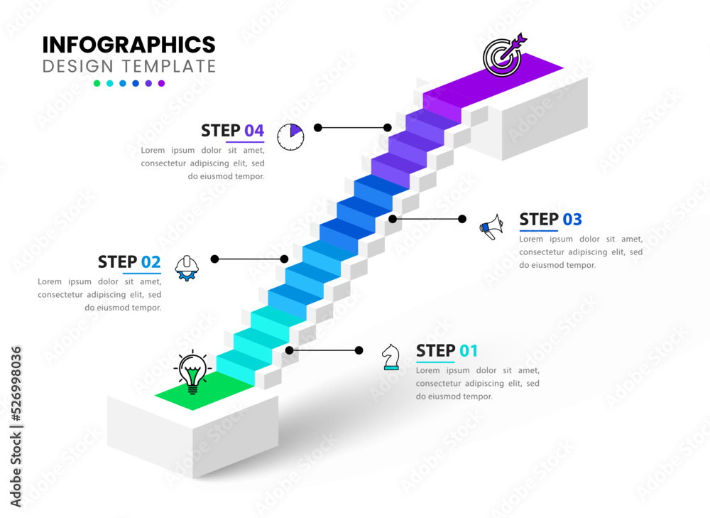 Infographic template. Staircase with 4 steps to the goal Stock Vector ...