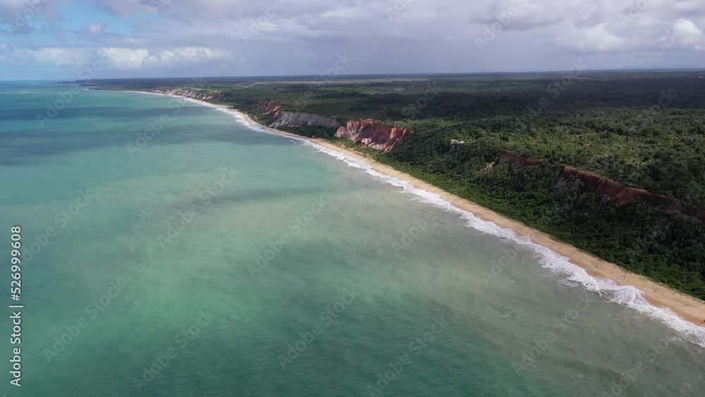 Arraia da Ajuda, Porto Seguro, Bahia, Brasil. Vista panorâmica da praia ...