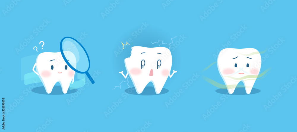 cartoon illustration of a problematic teeth Stock Vector | Adobe Stock
