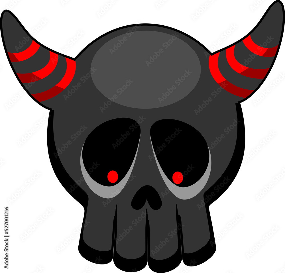 Black Skull Evil Devil Horned Icon Cartoon Character isolated - Skulls ...