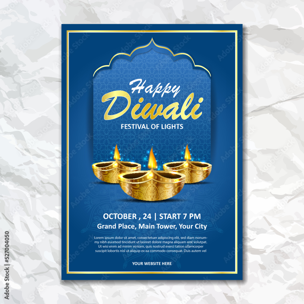 diwali diya happy festival of lights brochure design deepavali flyer ...