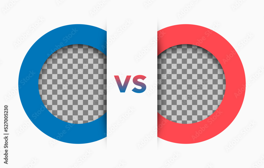 Versus Screen with Empty transparent Round Frames, vector blue and red ...