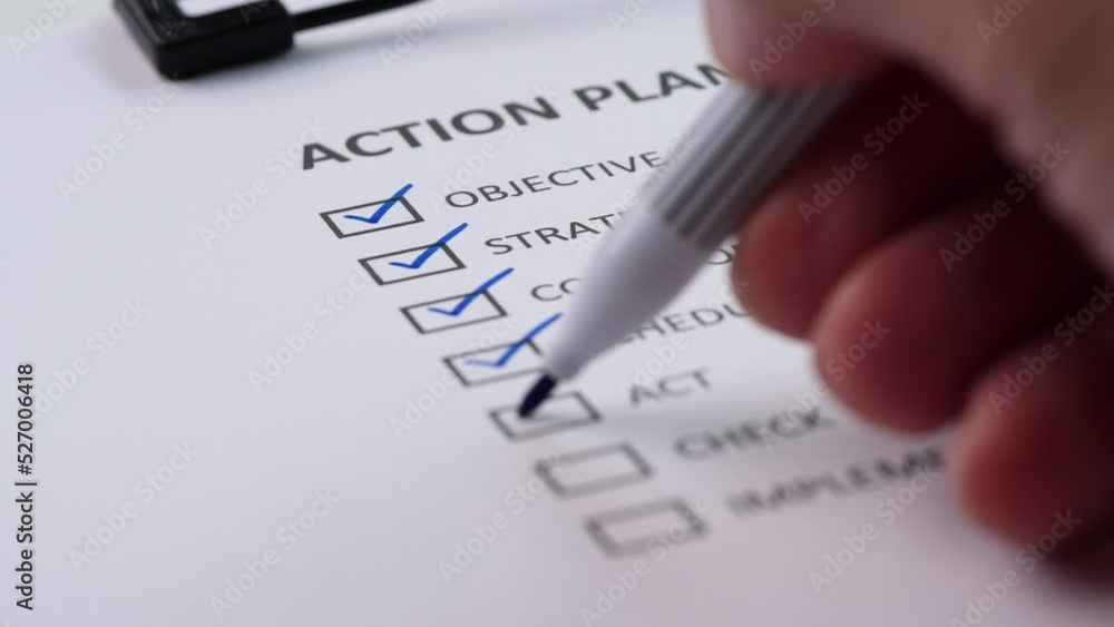 Concept of Action Plan, Checklist. Close-up businessman tick off or ... Concept of Action Plan, Checklist. Close-up businessman tick off or ...
