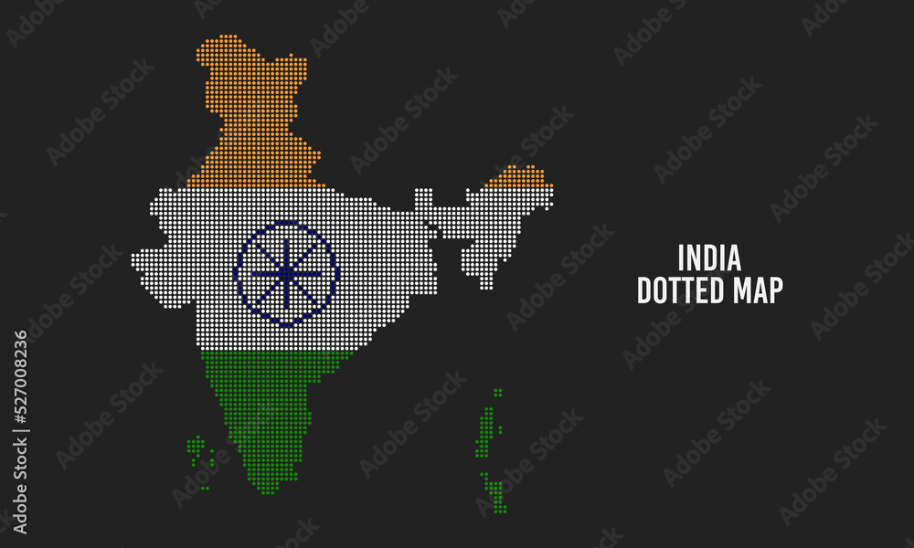 Dotted india map vector illustration isolated on dark background Stock ...
