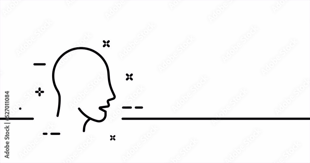 One line drawing animation. One people. head, Society, teambuilding ...