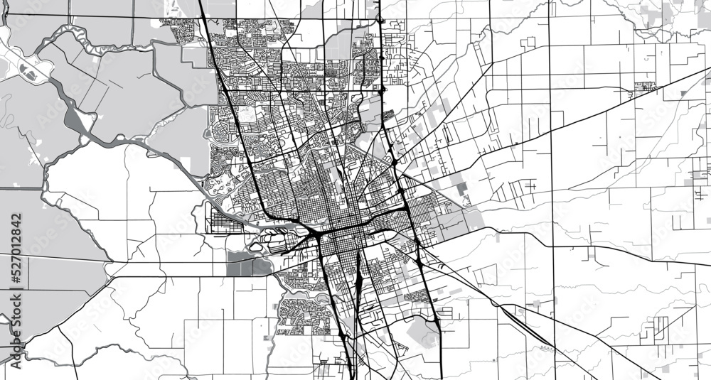 Urban vector city map of Stockton, California , United States of ...