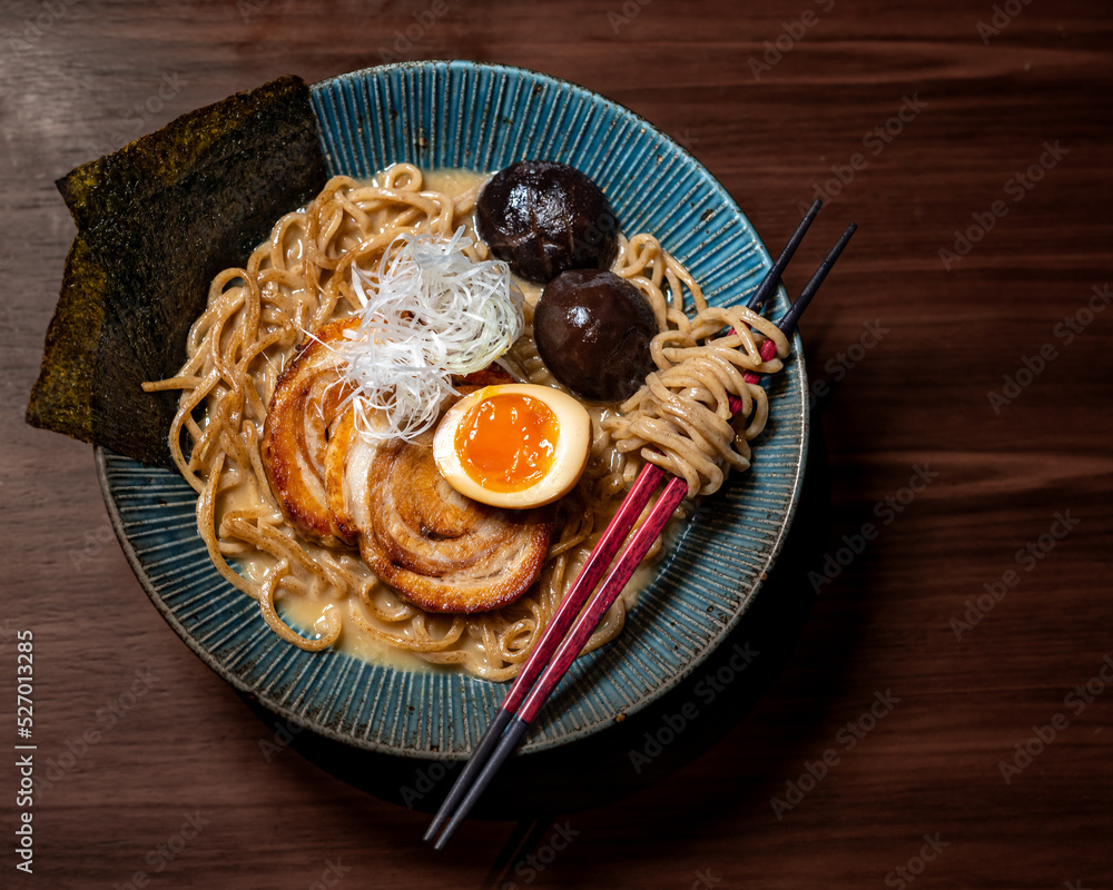 Tonkotsu Ramen Rich Pork Broth, Slow-cooked Pork Belly, Soft-boiled Egg ...