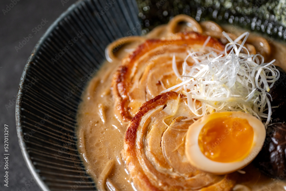 Tonkotsu Ramen Rich Pork Broth, Slow-cooked Pork Belly, Soft-boiled Egg ...