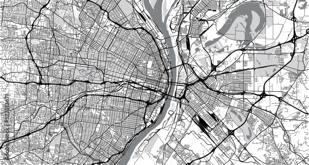 Poster Urban vector city map of St Louis, California , United States of ...