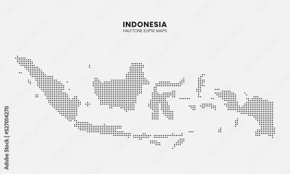 Black halftone dotted indonesia map design with light background Stock ...