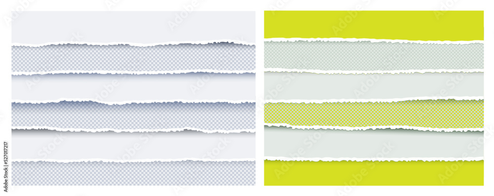 Double Set of Ripped and Torn Paper Stripes. Texture of Paper with ...