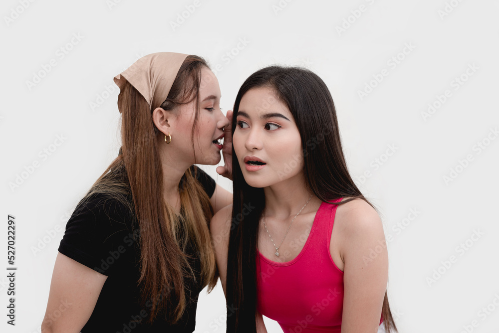 A woman shares some juicy secret gossip from the grapevine to her ...