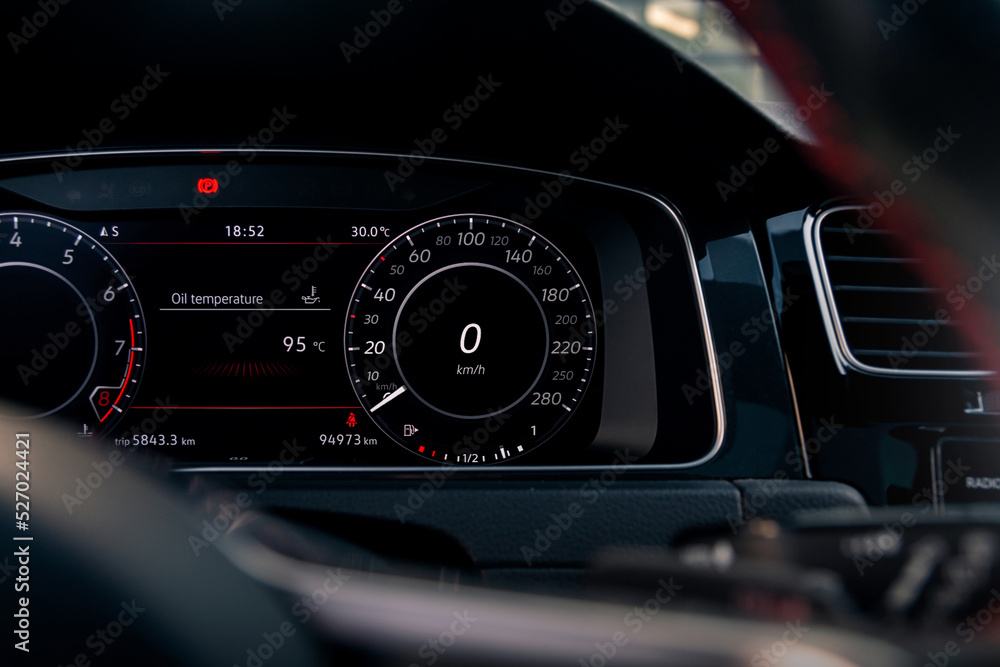 Volkswagen Golf GTI Mk7 interior and speedometer. Kyiv, Ukraine ...