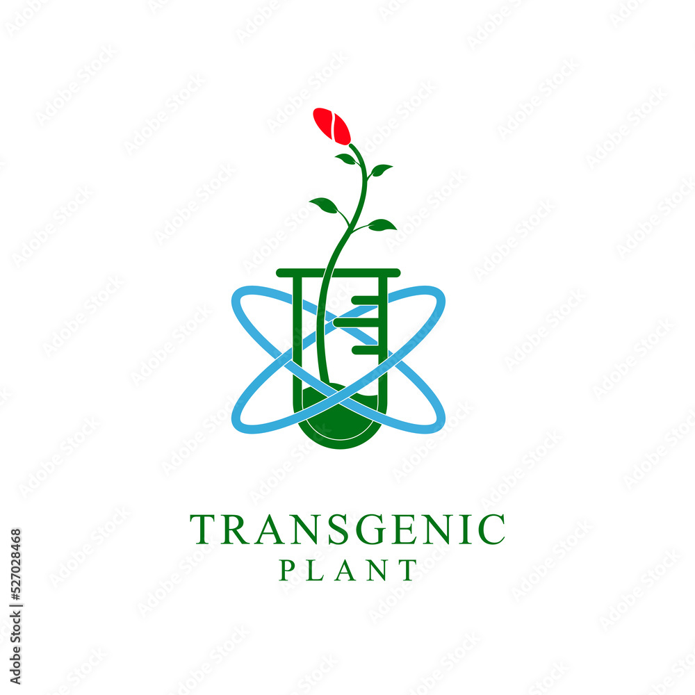 transgenically modified plants logo concept. GMO farming, transgenic ...