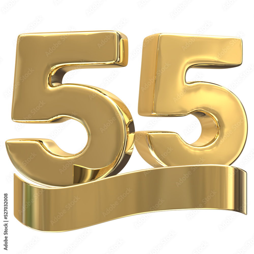 55th-anniversary gold 3d render Stock Illustration | Adobe Stock