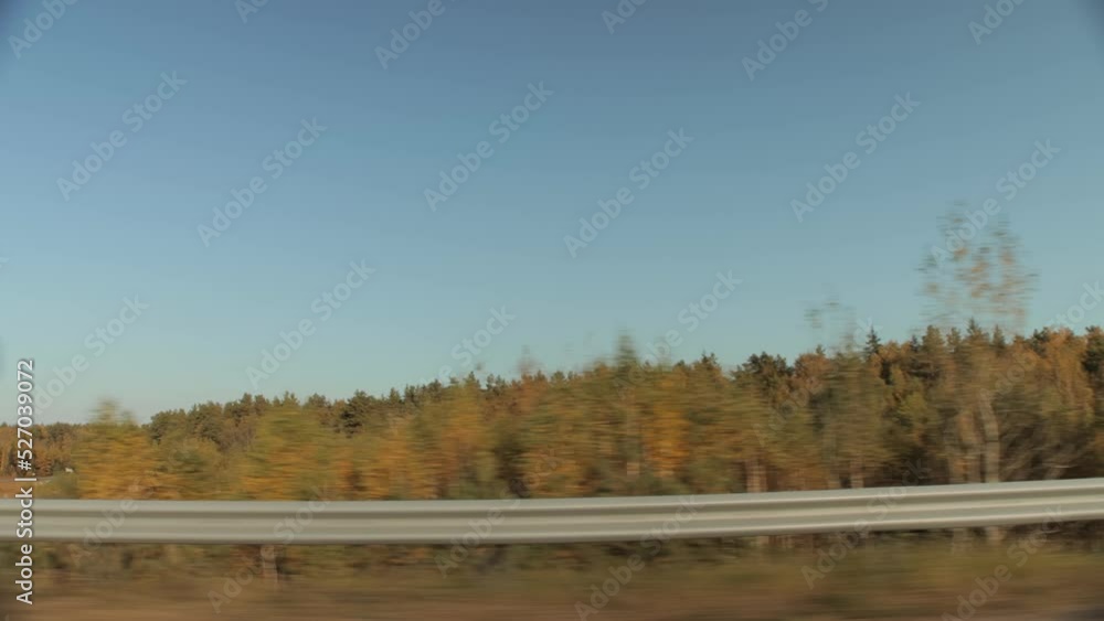 Ascent to bridge of road interchange ramp viaduct. Riding along traffic ...