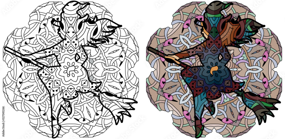 Vetor de Silhouette of a witch decorative with a pattern. Vector ...