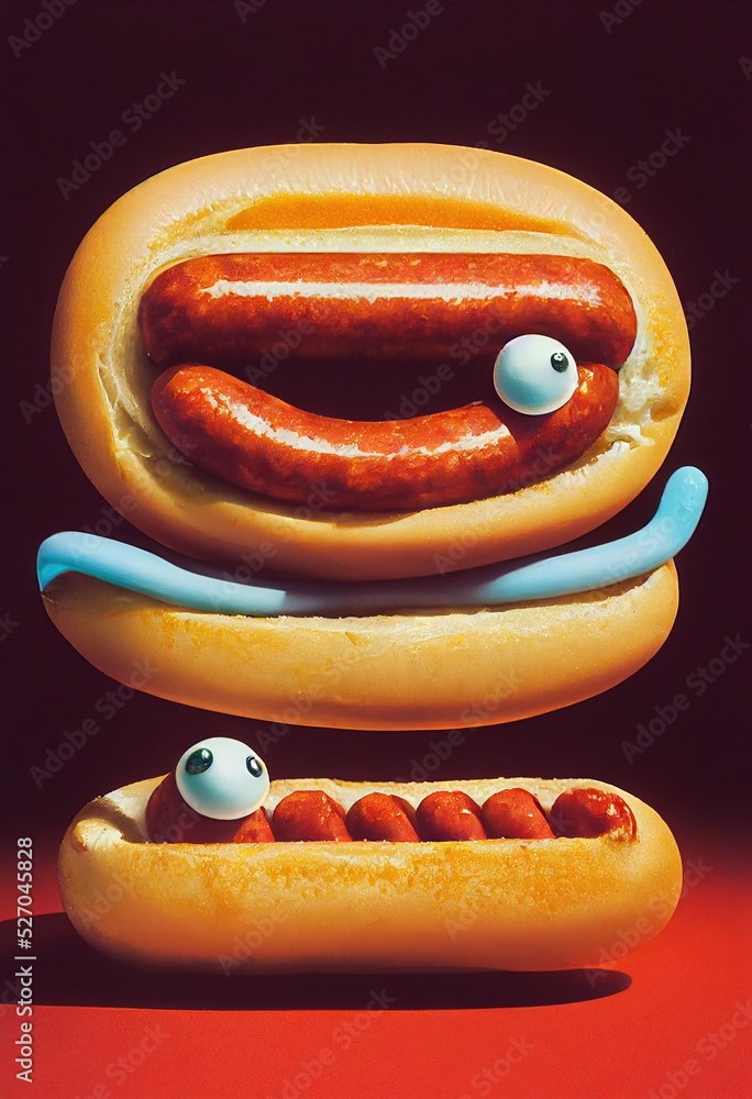 Ilustrace „Surreal saucy sausage monster with googly eyes - this ...