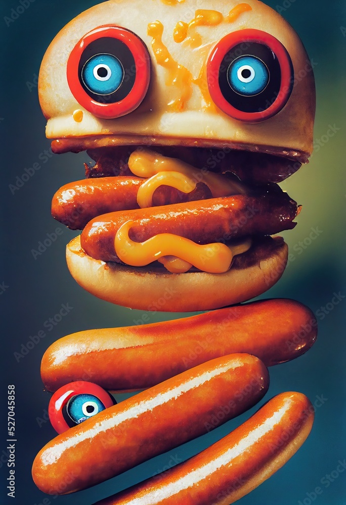 Surreal saucy sausage monster with googly eyes - this imaginative ...