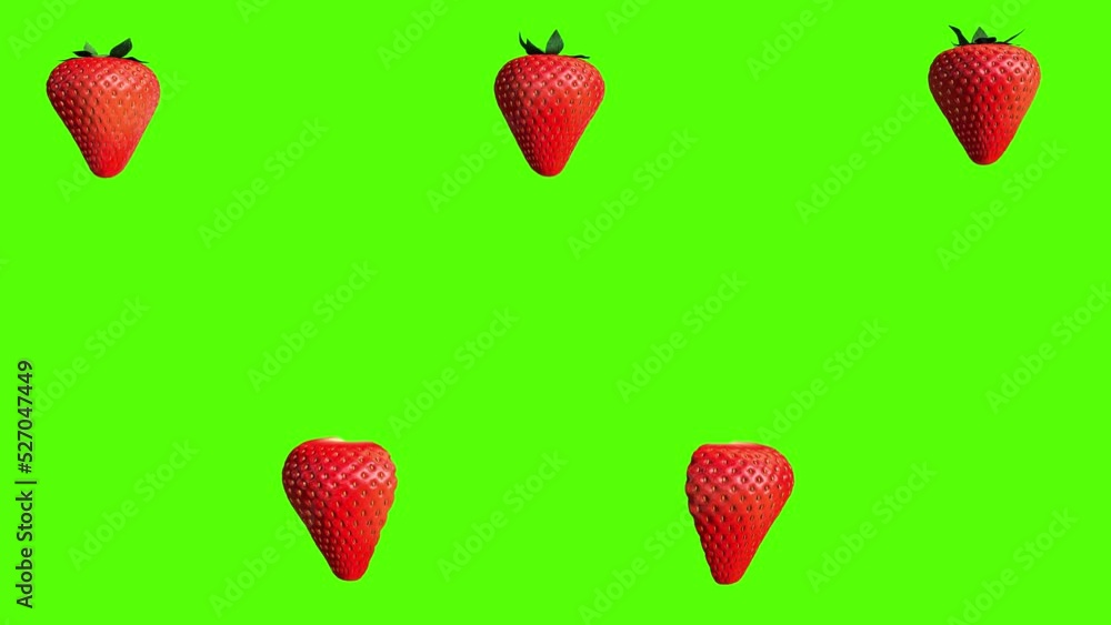 realistic spinning and rotating strawberry- 3D chroma key animation ...