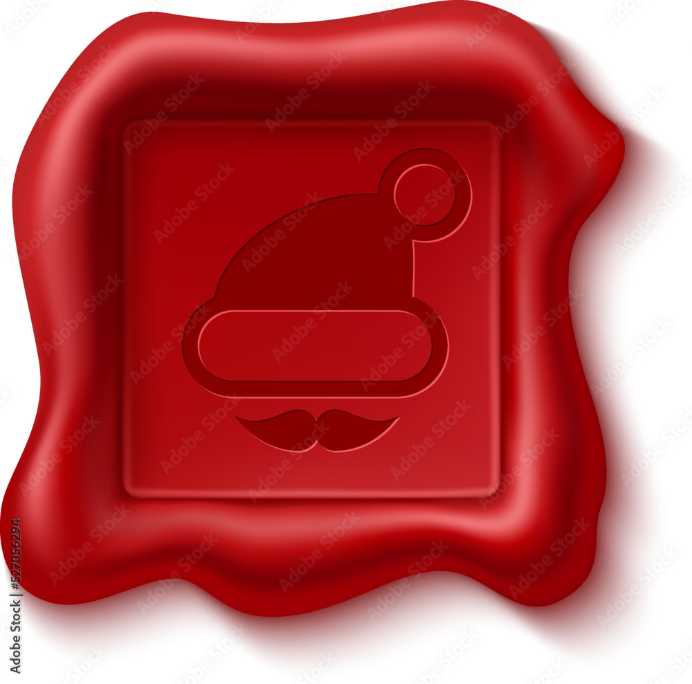 Christmas wax seal. Realistic holiday red stamp with New Year symbol ...