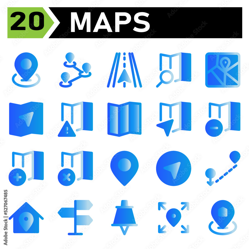 maps icon include map location marker navigation route maps direction ...