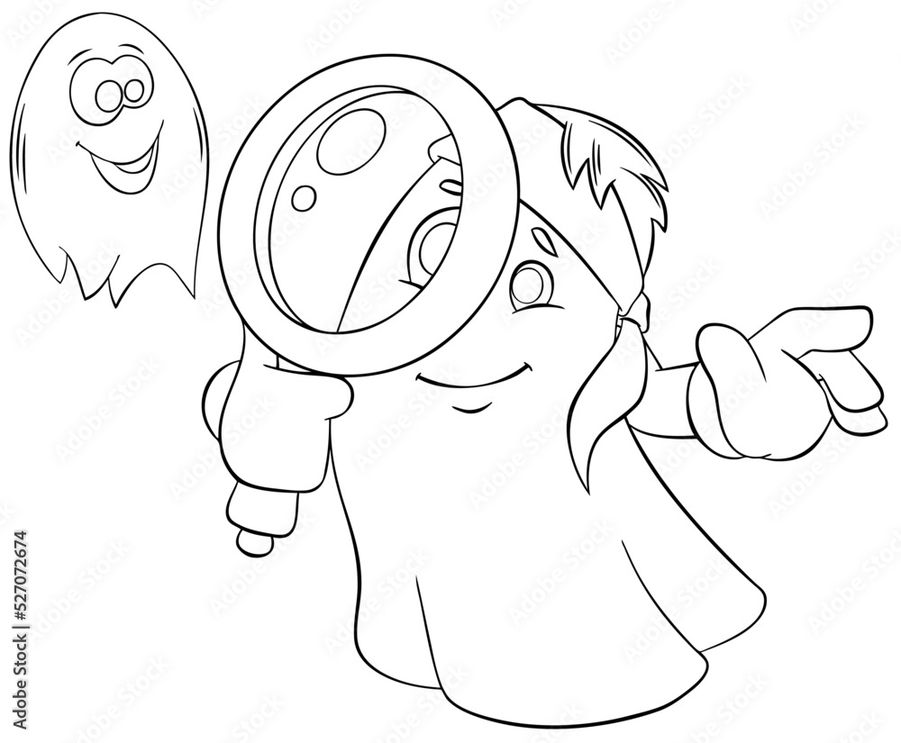 Ghost. Element for coloring page. Cartoon style. Stock Vector | Adobe Stock
