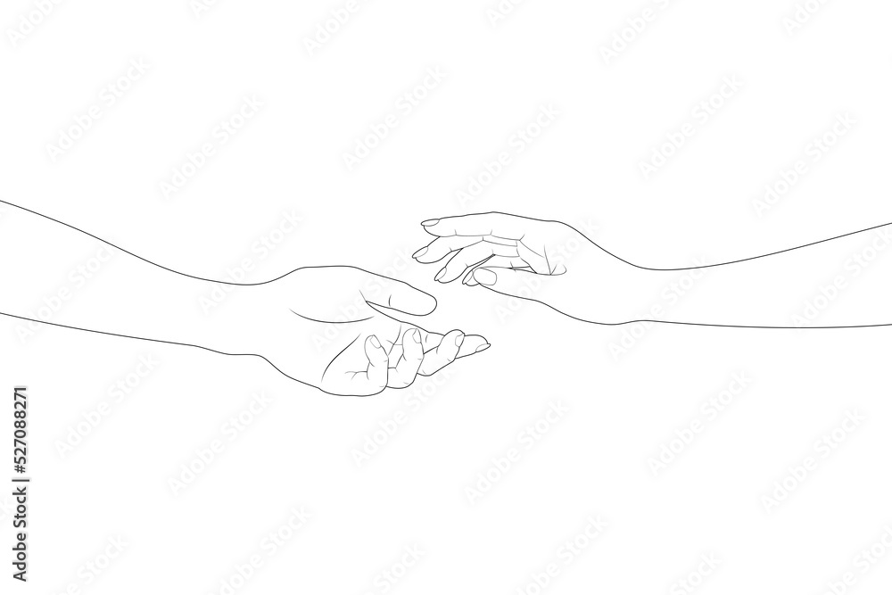 hand gestures linear drawing two hands in sympathy Stock Illustration ...