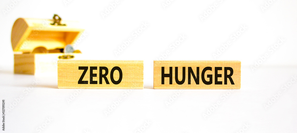 Zero hunger symbol. Concept words Zero hunger on wooden blocks on a ...