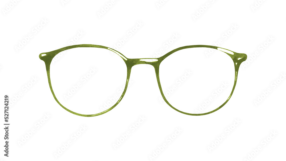 Green glasses Watercolor illustration. Watercolor Hipster clothes ...